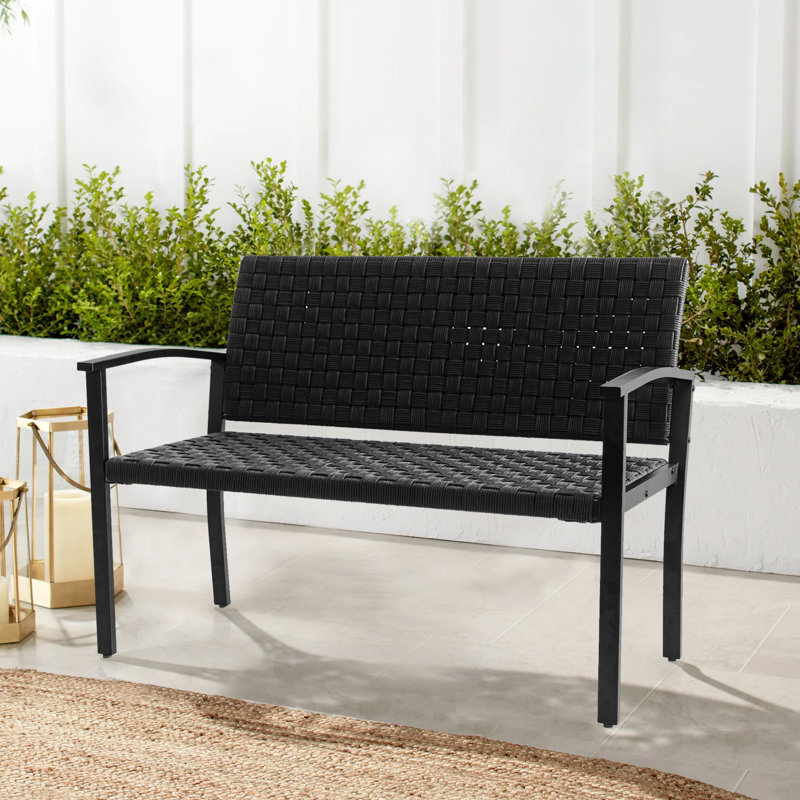 Granillo Modern Garden Rope Bench Lark Manor Seat Color Black